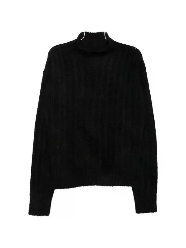 Rick Owens Ribbed-knit High-neck Sweater - Black