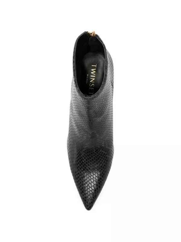 TWINSET Snakeskin-effect Pointed-toe Ankle Boots