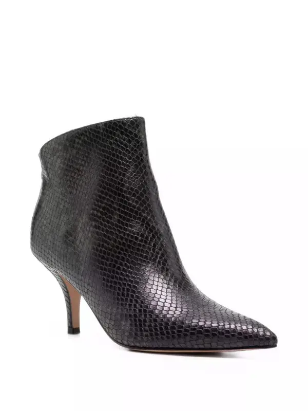 TWINSET Snakeskin Effect Pointed Toe Ankle Boots