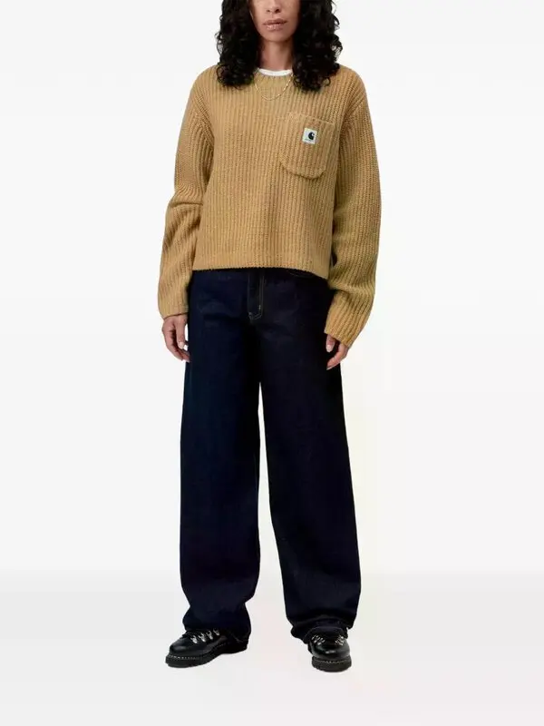 Carhartt Work In Progress Mira Ribbed-knit Patch-pocket Sweater - Brown