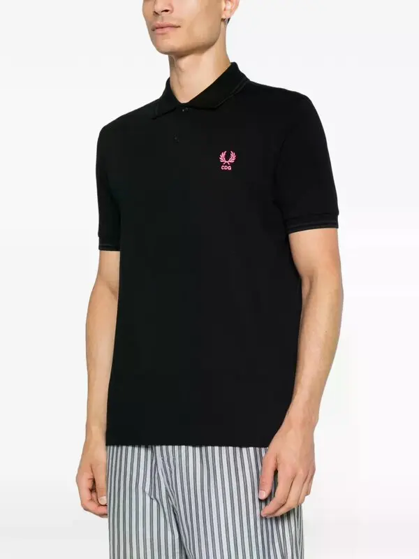 Comme Des Garçons Logo-embroidered Cotton Polo Shirt - Black
