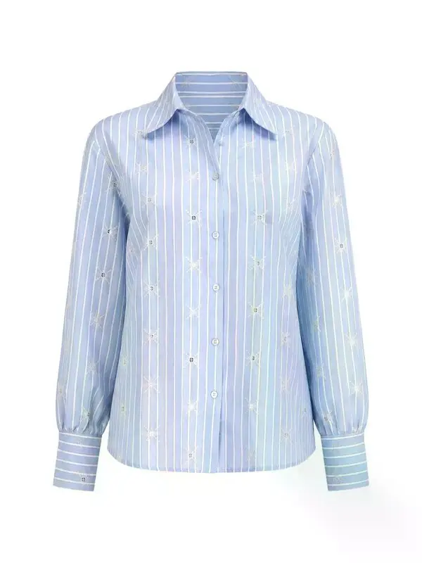 COMPAGNIA ITALIANA Striped Embroidered Shirt - Blue