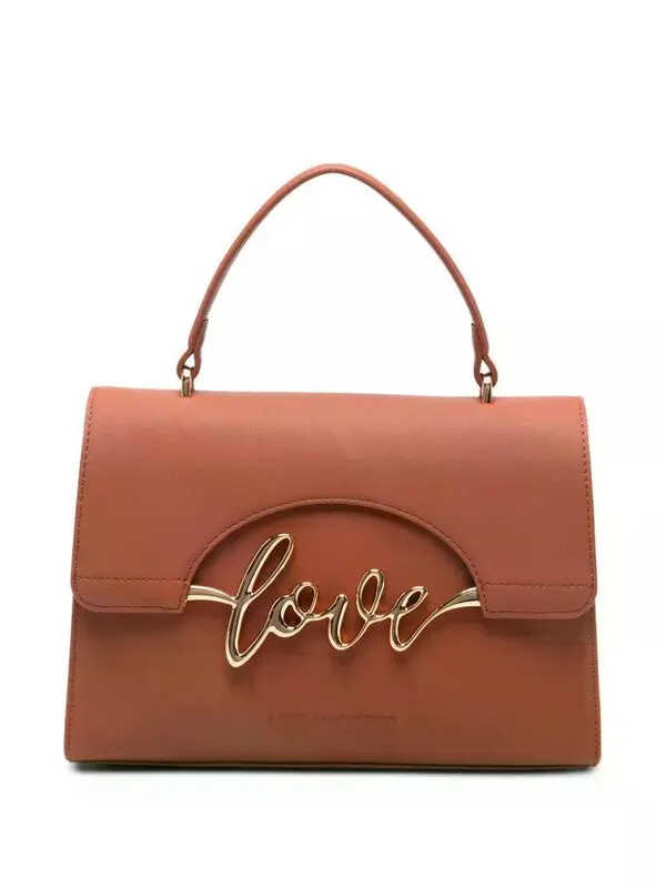 Moschino Logo Plaque Tote Bag - Brown