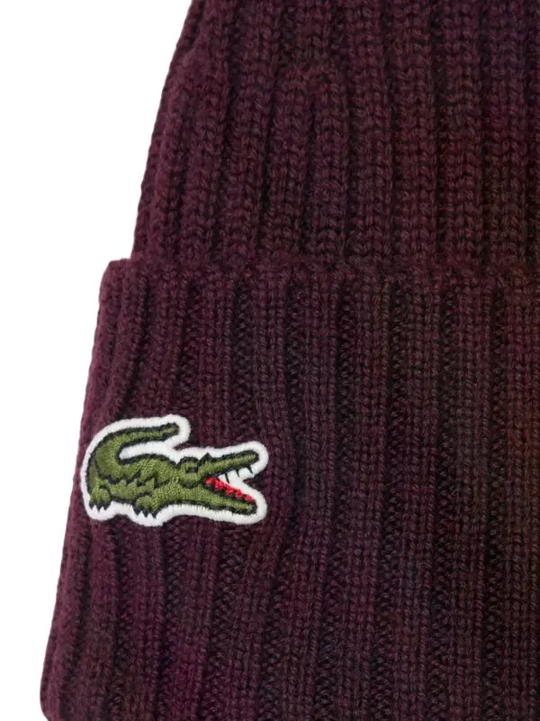 Lacoste Logo-patch Ribbed-knit Wool Beanie Hat