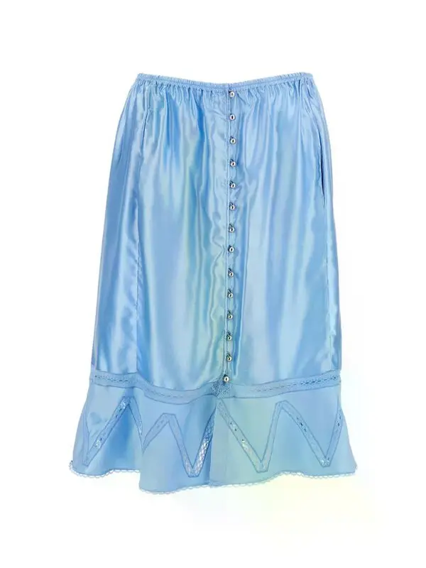 Rabanne Lace-trim Embroidered Midi Skirt - Blue