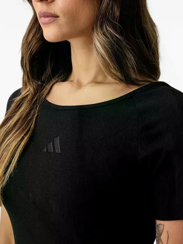 Adidas Ribbed Logo-embroidered Midi Dress