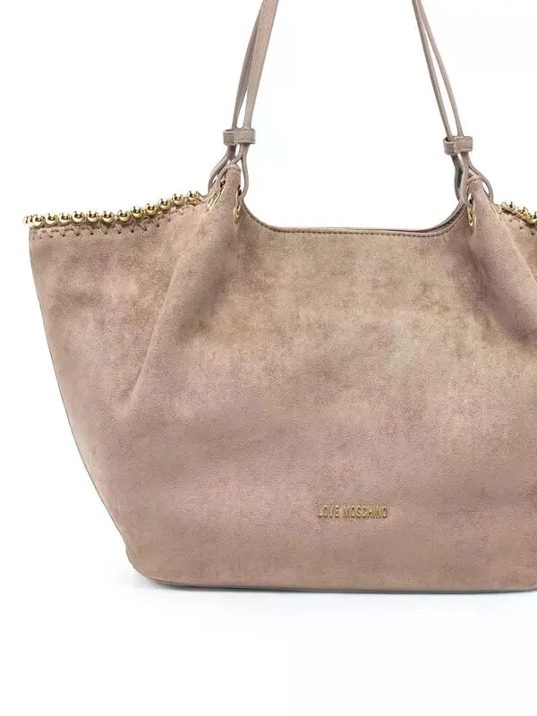 Moschino Beaded Trim Suede Effect Tote Bag