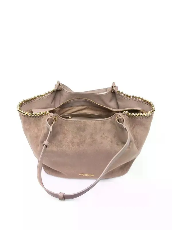 Moschino Beaded Trim Suede Effect Tote Bag
