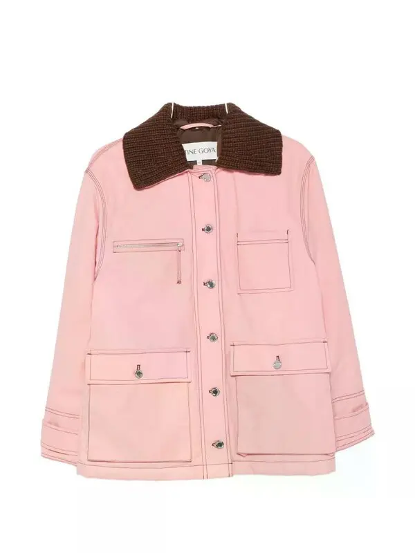Stine Goya Ribbed-knit Collar Contrast-stitch Jacket