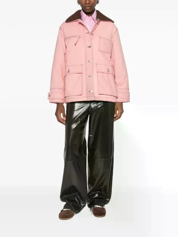 Stine Goya Ribbed-knit Collar Contrast-stitch Jacket