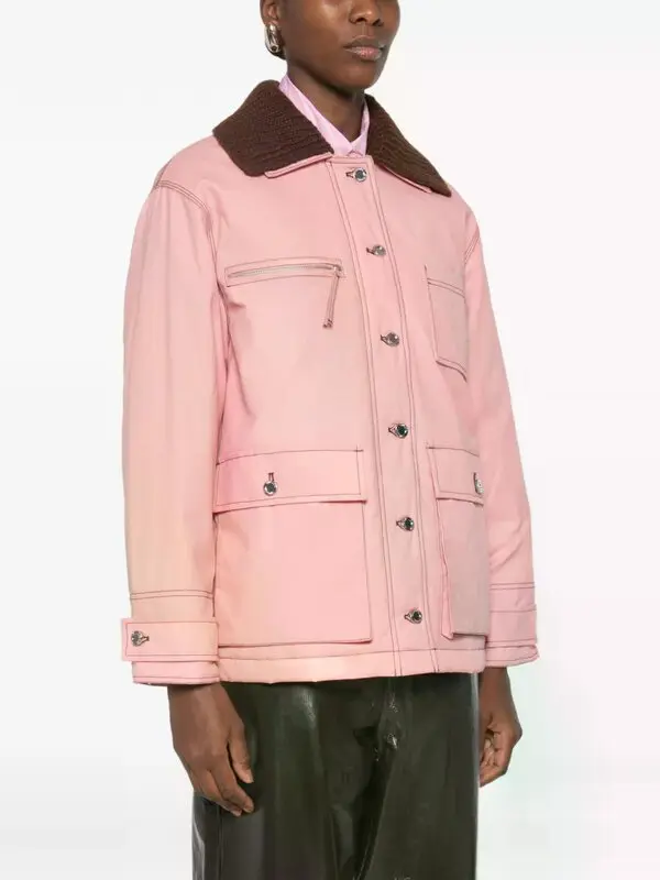 Stine Goya Ribbed-knit Collar Contrast-stitch Jacket