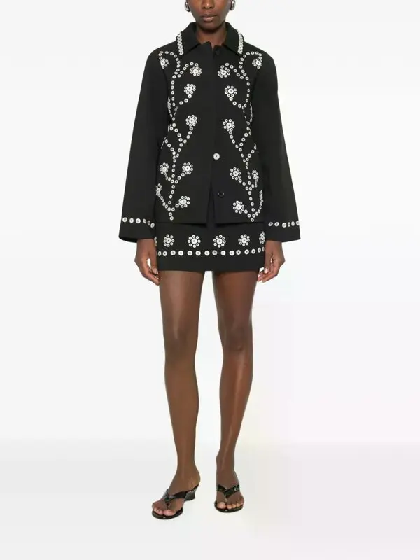 Stine Goya Button-embellished Floral-motif Mini Skirt