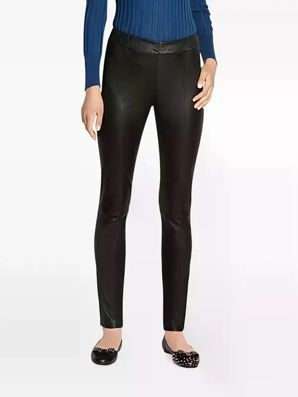 FERRAGAMO Seam-detail Leather Trousers - Black