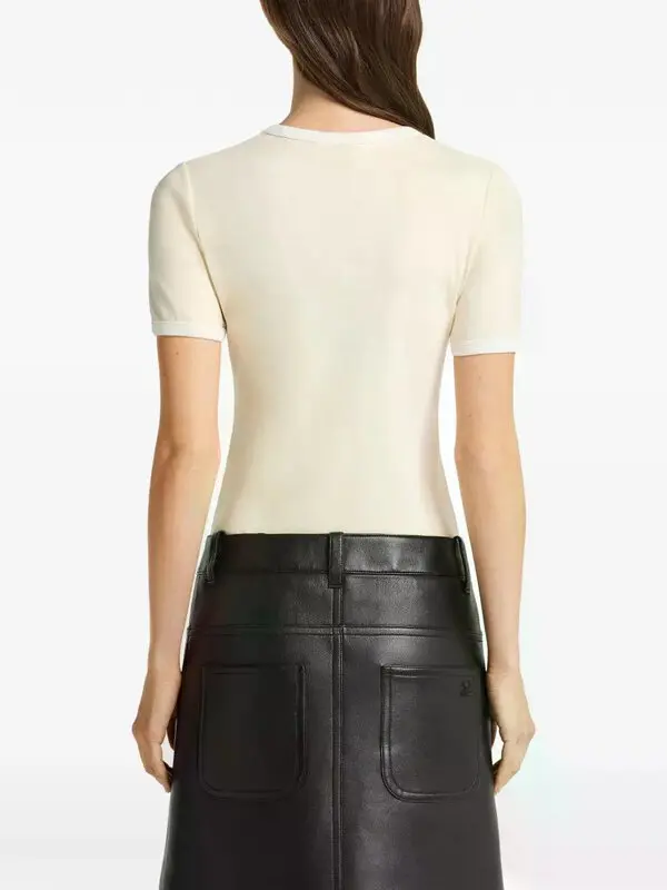 COURREGES Logo-embroidered Contrast-trim T-shirt