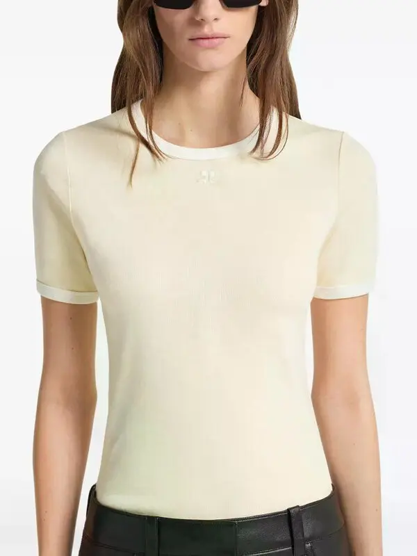 COURREGES Logo-embroidered Contrast-trim T-shirt