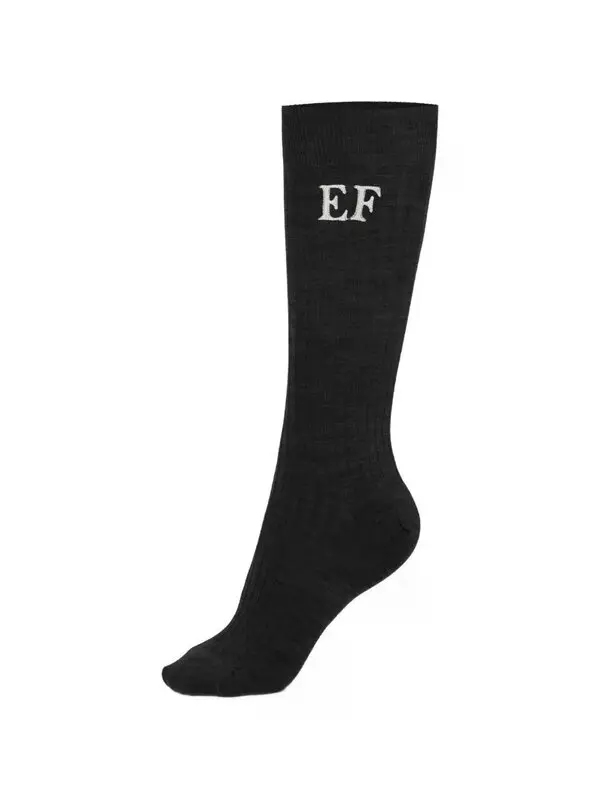Elisabetta Franchi Stretch Wool Socks With Logo - Black
