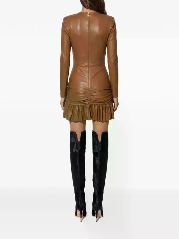 Elisabetta Franchi Mini Dress With Flounce - Brown