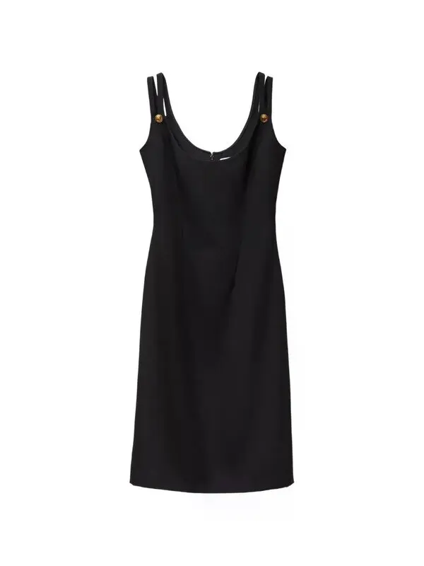 Versace Wool Grain De Poudre Midi Dress With Medusa Hardware