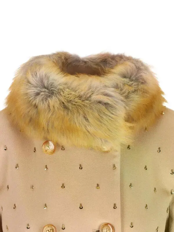 Valentino Garavani Sequin-embellished Faux-fur Collar Coat