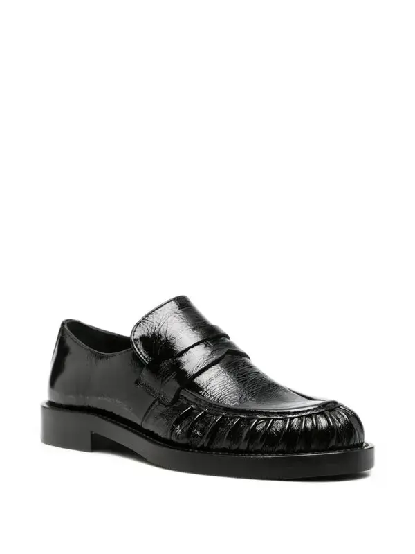GUGLIELMO ROTTA Ruched Patent-leather Loafers