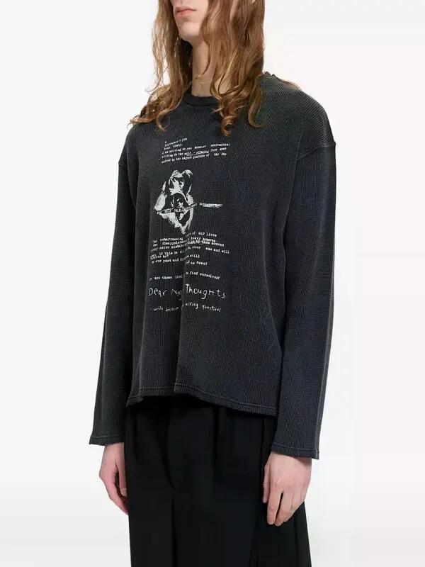 ANN DEMEULEMEESTER Dear Diary Graphic-print Waffle-knit Sweatshirt