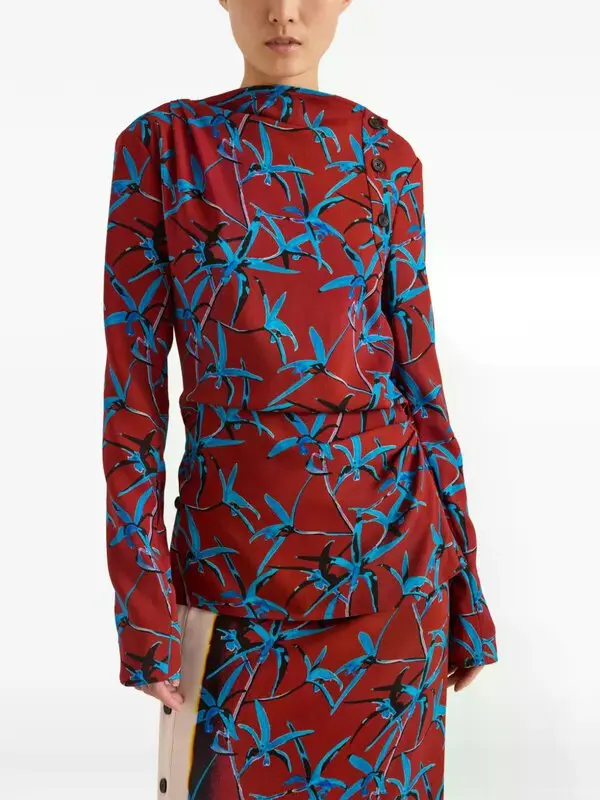 Proenza Schouler Anais Top In In Printed Stretch Cady