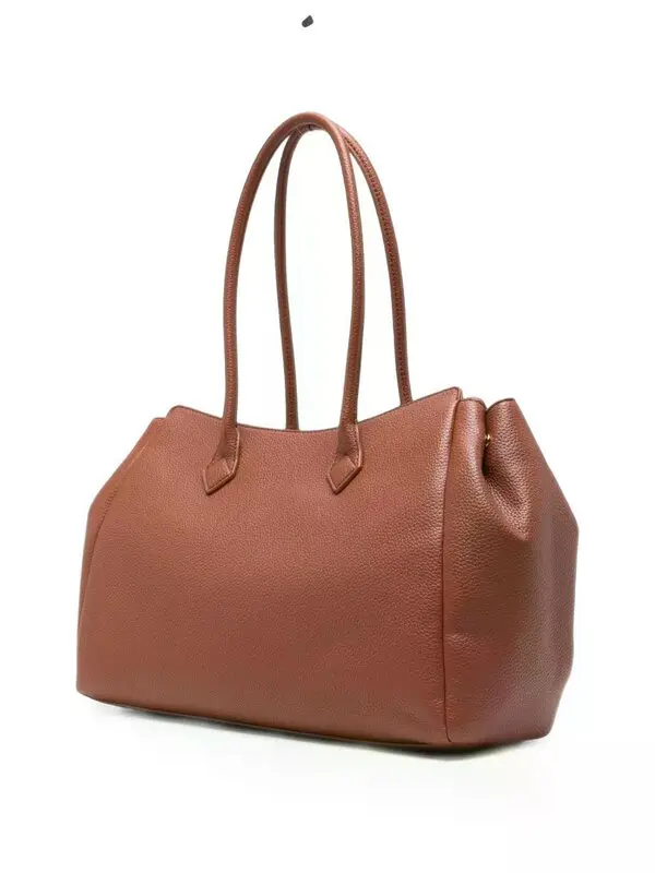 Moschino Logo-plaque Pebbled Tote Bag - Brown