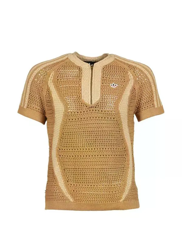 Adidas X Clot Half-zip Knitted Polo Shirt - Brown