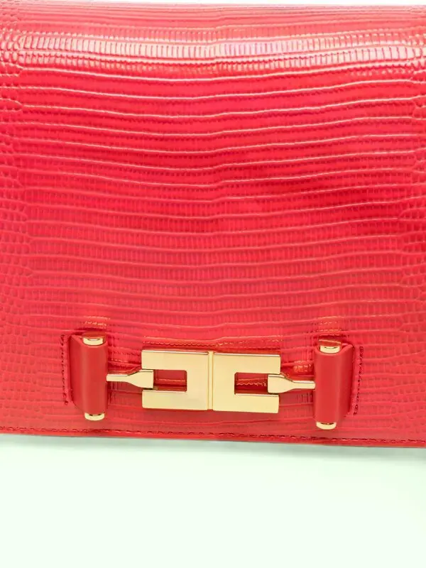 Elisabetta Franchi Lizard-effect Logo-plaque Clutch Bag