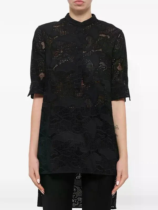 Neil Barrett Laser-cut High-low Shirt - Black