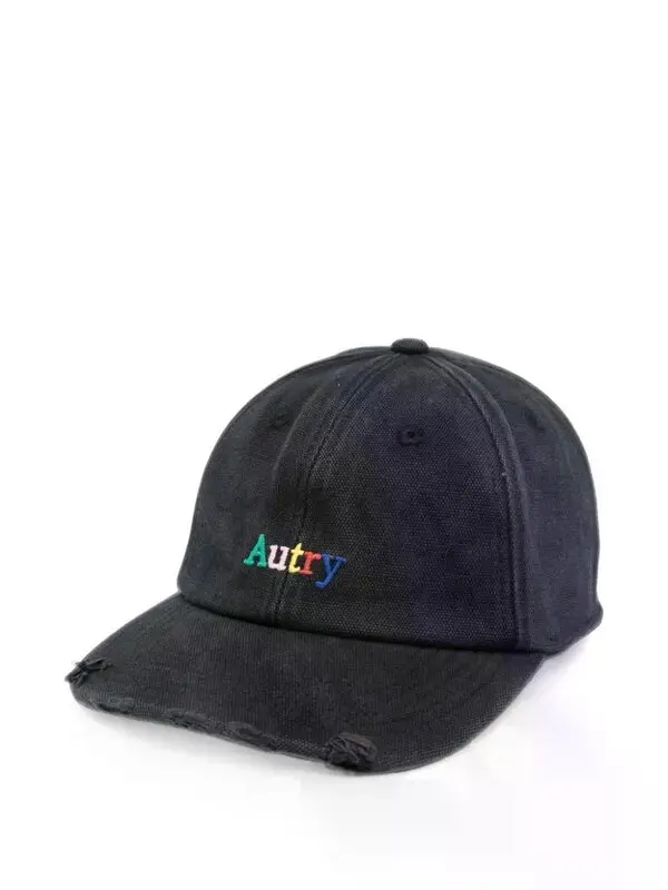 AUTRY Distressed Embroidered-logo Baseball Cap