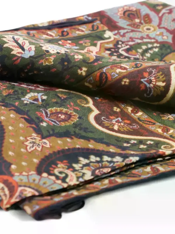 Etro Silk-blend Jacquard Scarf With Houndstooth Motif And Print - Green