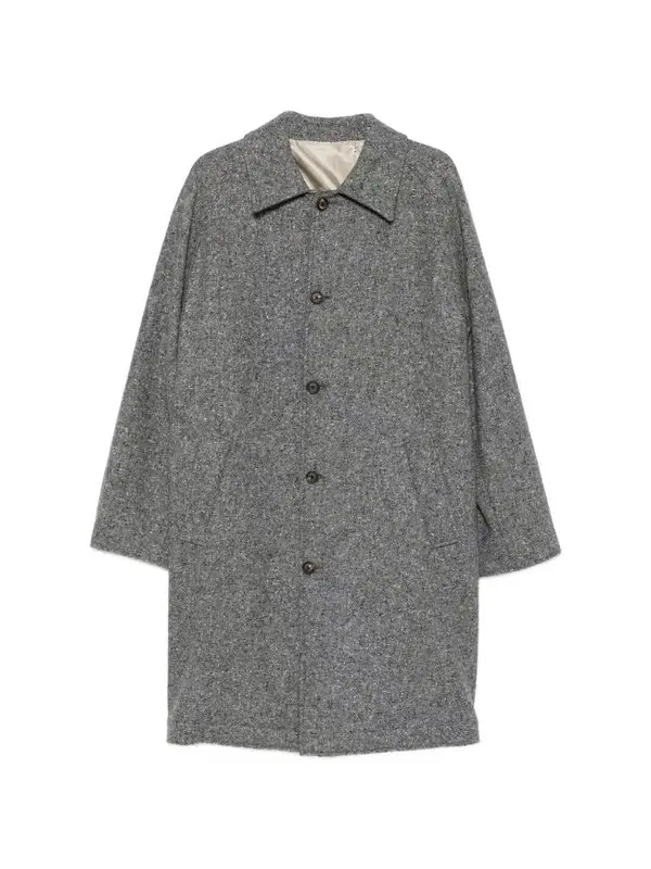 Eleventy Button-fastening Wool-blend Coat - Grey