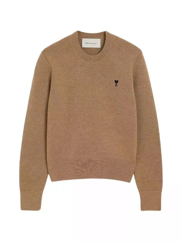 AMI Paris De Coeur Logo-embroidered Jumper - Brown