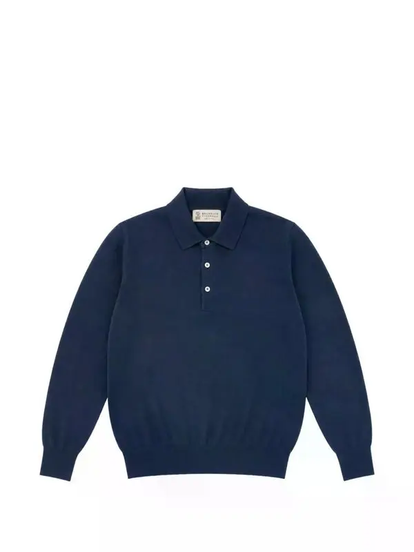 Brunello Cucinelli Long-sleeve Polo Shirt - Blue