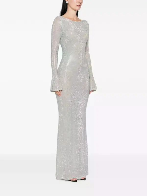 TWENTY FOURHAITCH Sequin-embellished Bell-sleeve Maxi Dress