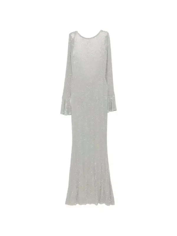 TWENTY FOURHAITCH Sequin-embellished Bell-sleeve Maxi Dress - Grey