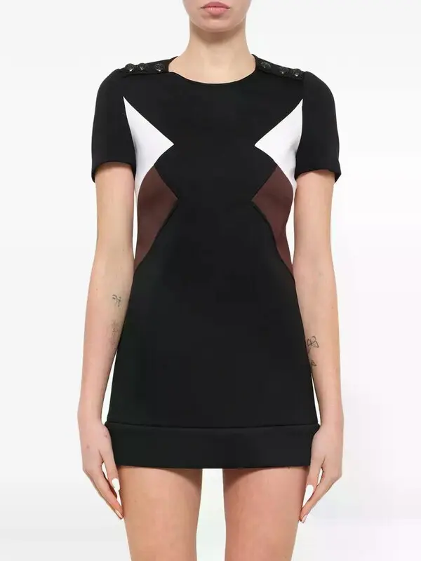 Neil Barrett Colour-block Button-detail Mini Dress