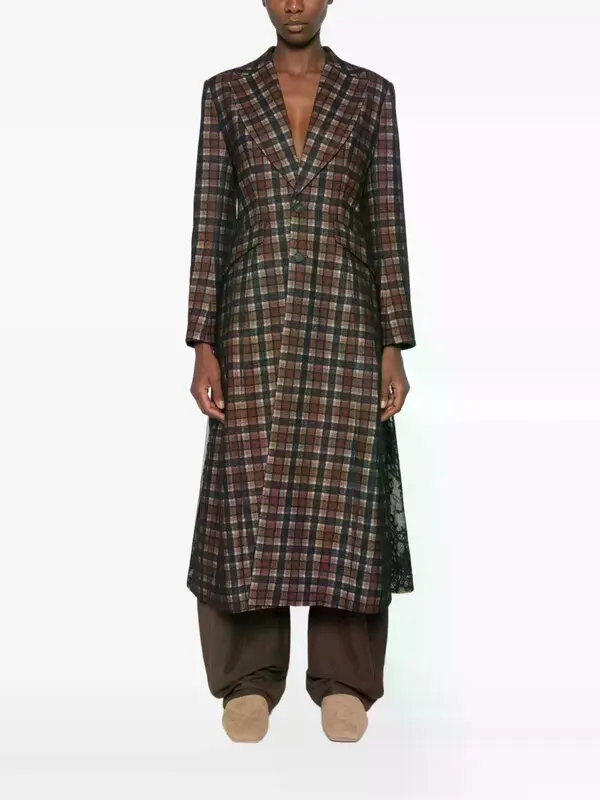 QUETSCHE Check Lace-panel Coat