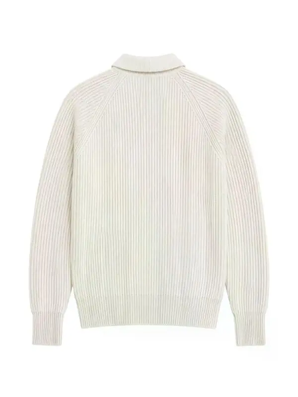 Brunello Cucinelli Ribbed-knit Long-sleeve Polo Shirt