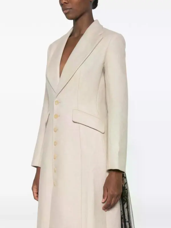 QUETSCHE Lace-panelled Single-breasted Coat