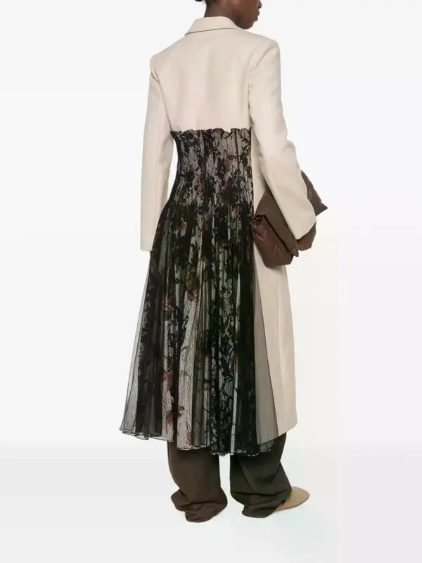 QUETSCHE Lace-panelled Single-breasted Coat