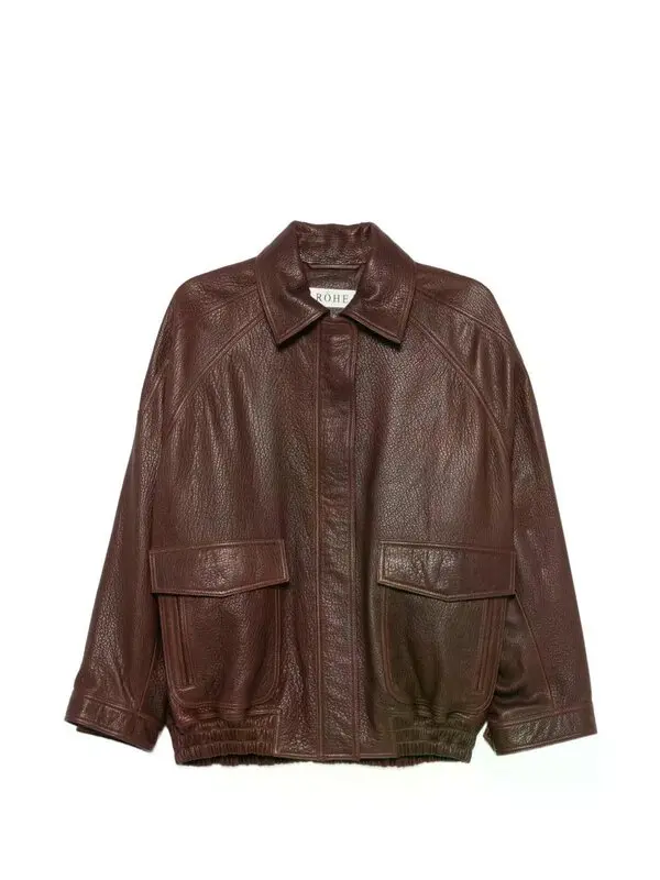 RÓHE Zip-up Leather Jacket - Brown