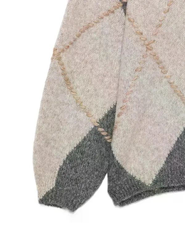 LUISA CERANO Argyle-patterned Whipstitch-trim Sweater