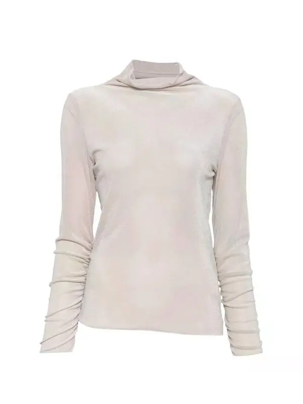 LUISA CERANO Ruched Roll-neck Top - Neutrals