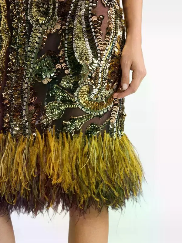 Etro Dress With Sequins And Feather Details