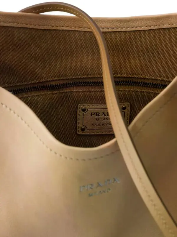 Prada Route Large Leather Bag - Neutrals