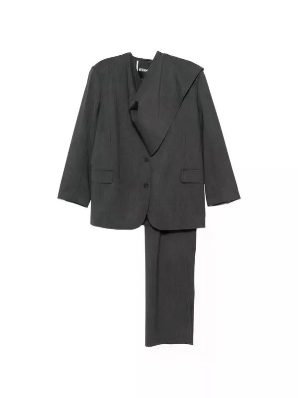 FRENKEN Draped Single-breasted Blazer - Grey