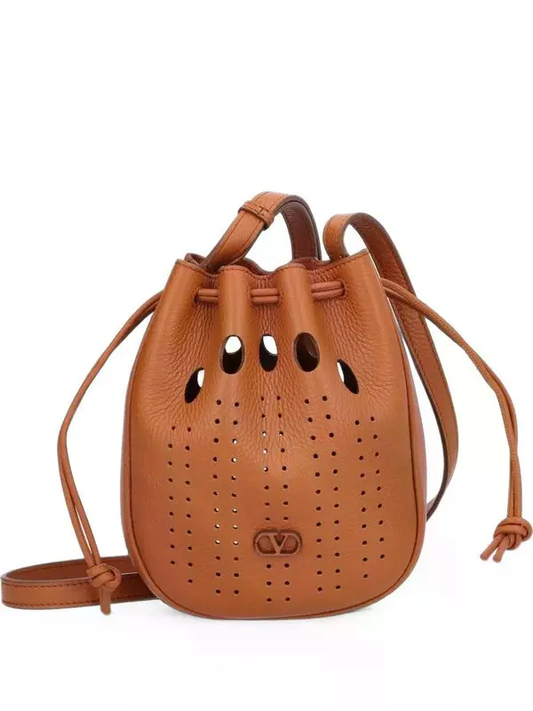 Valentino Garavani Perforated Shoulder Bag - Brown