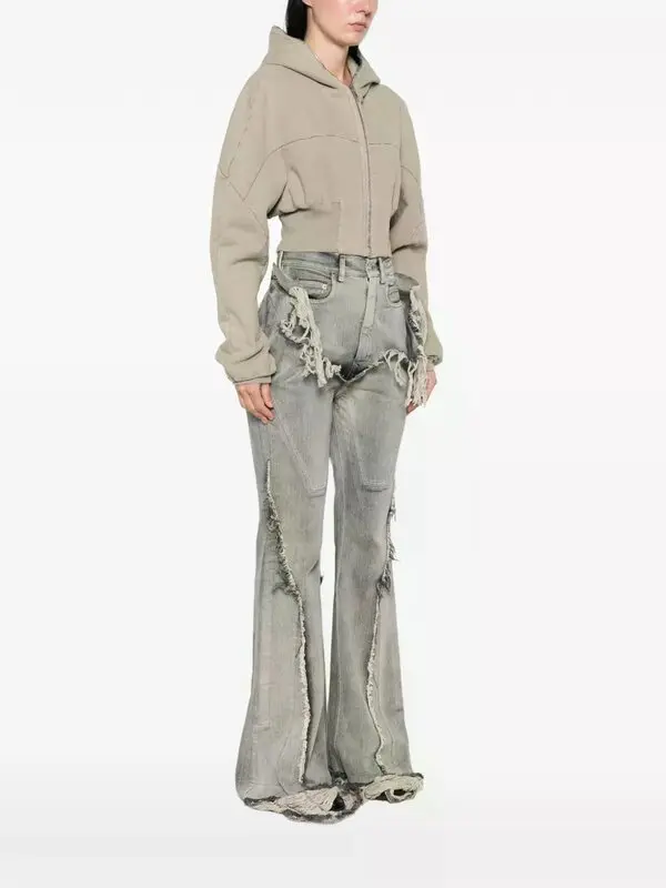 Rick Owens Cropped Zip-up Hoodie - Grey